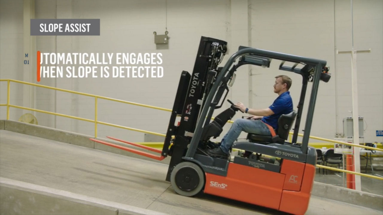 3-Wheel Electric Forklift Electric Slope Assist | Toyota Forklifts